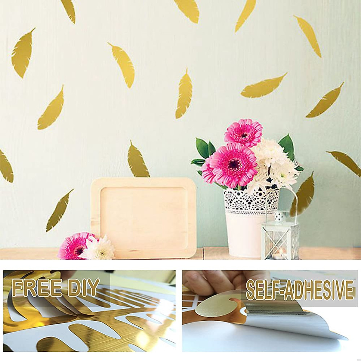 Hopepak Gold Contact Paper 17.7''x118'' Gold Metallic Peel and Stick Wallpaper Decorative Self Adhesive Removable Waterproof Wallpaper for Furniture Home DIY Decor Shelf Liner Easy to Clean