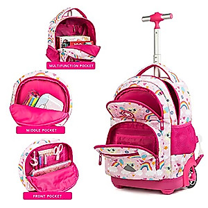 MOHCO Rolling Backpack 16 inch Kids Wheeled School Backpack Set for Boys and Girls