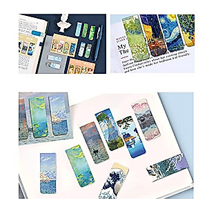 XINSHUN 4pcs/Set Magnetic Bookmarks Book Page Markers Clip Starry Sky Magnet Page Markers Set Assorted Bookmarkers Set World Famous Painting Magnetic Bookmark for Students Reading Book Lovers Ukiyo-e