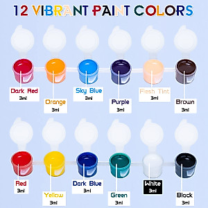 Washable Paint Set for Kids Arts and Crafts, Classroom Painting Supplies, 12 Acrylic Paint Sets of 12 Colors, Mixing Palette, Brushes