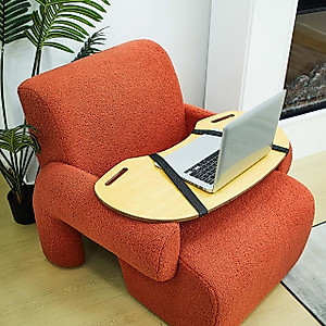 Thyle 2 Pcs Wood Curved Lap Desk 30.5'' x 12.5'' Lap Table with Handles Wooden Lap Board Curved Keyboard Lap Tray for Laptop Computer Mouse