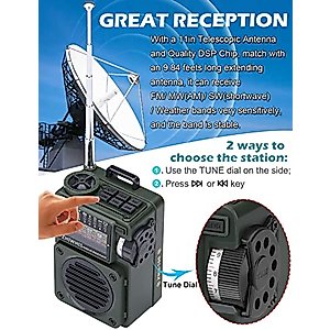 ZHIWHIS Shortwave Radio, Bluetooth Speakers with Sleep Timer, Weather AM FM SW Radios with NOAA Alerts, Retro Analog Tuner with Preset, Rechargeable MP3 Player with 6 EQ Support MicroSD Card ZWS-700
