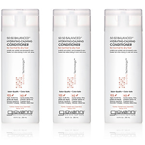GIOVANNI Eco Chic 50:50 Balanced Hydrating Calming Conditioner - Leaves pH Balanced for Over-Processed Hair, Lauryl & Laureth Sulfate Free, Color Safe - 8.5 oz (Pack of 3)