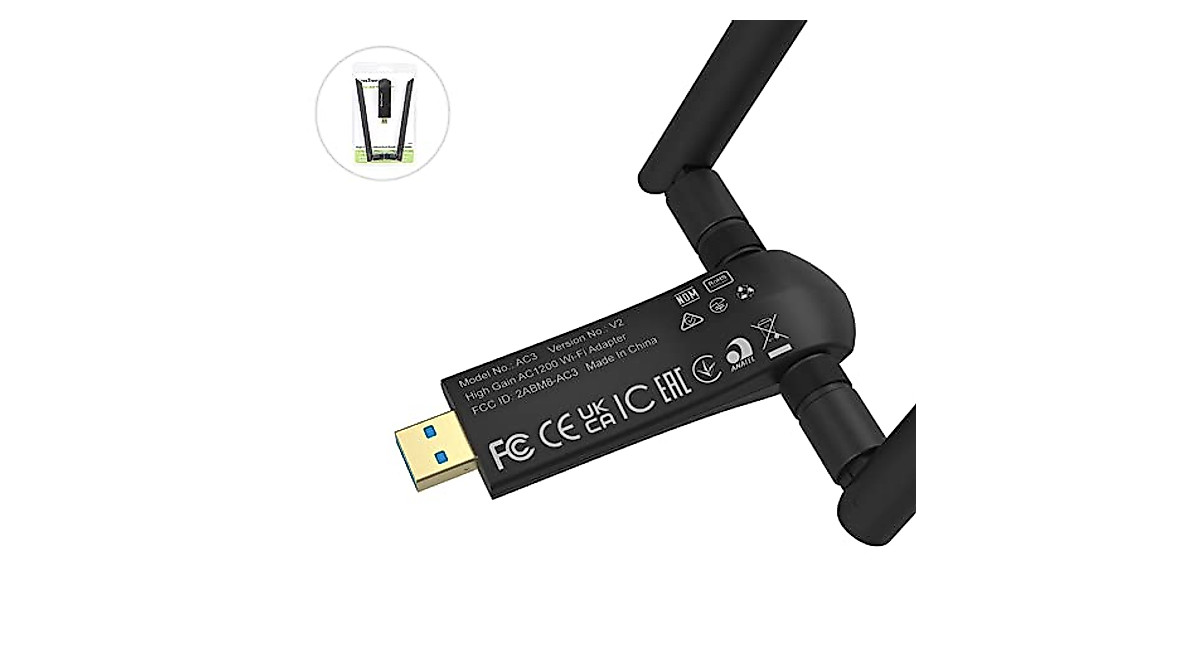 BrosTrend 1200Mbps USB WiFi Adapter - Long Range & Fast