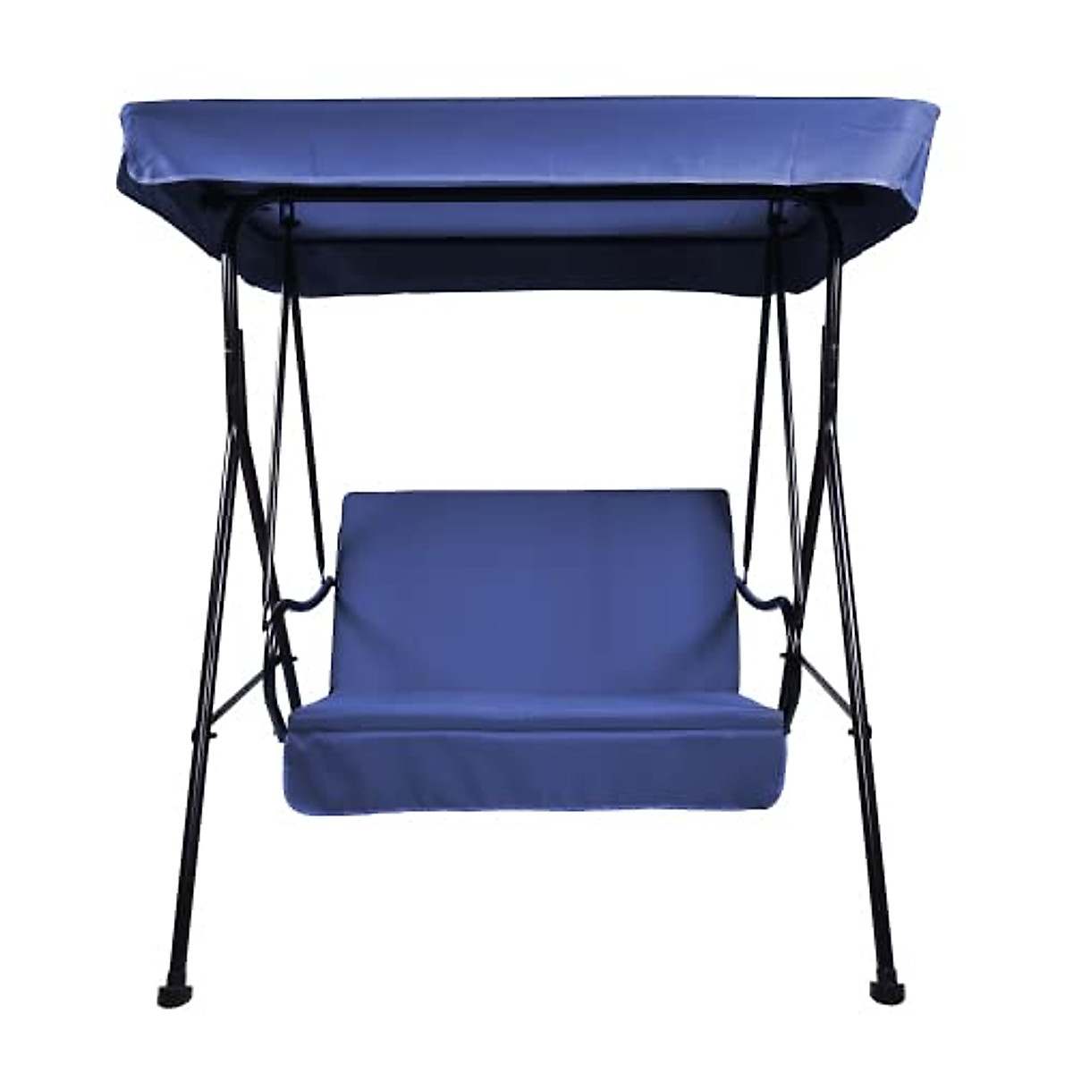 FUZOFUIZ 2-Seat Outdoor Patio Porch Swing Chair, Porch Lawn Swing with Removable Cushion and Convertible Canopy (Blue)