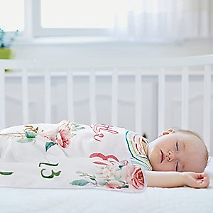 Mixweer Highland Baby Monthly Milestone Soft Blanket for Baby Cow Baby Blankets Newborn Photo Props for Newborn Nursery Baby Decor 40 x 47'' (Flower)