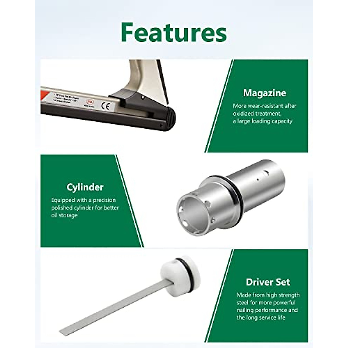 meite MT8016 Pneumatic Upholstery Stapler 21 Gauge 1/2" Crown 1/4" to 5/8" Length Industrial Fine Wire Stapler