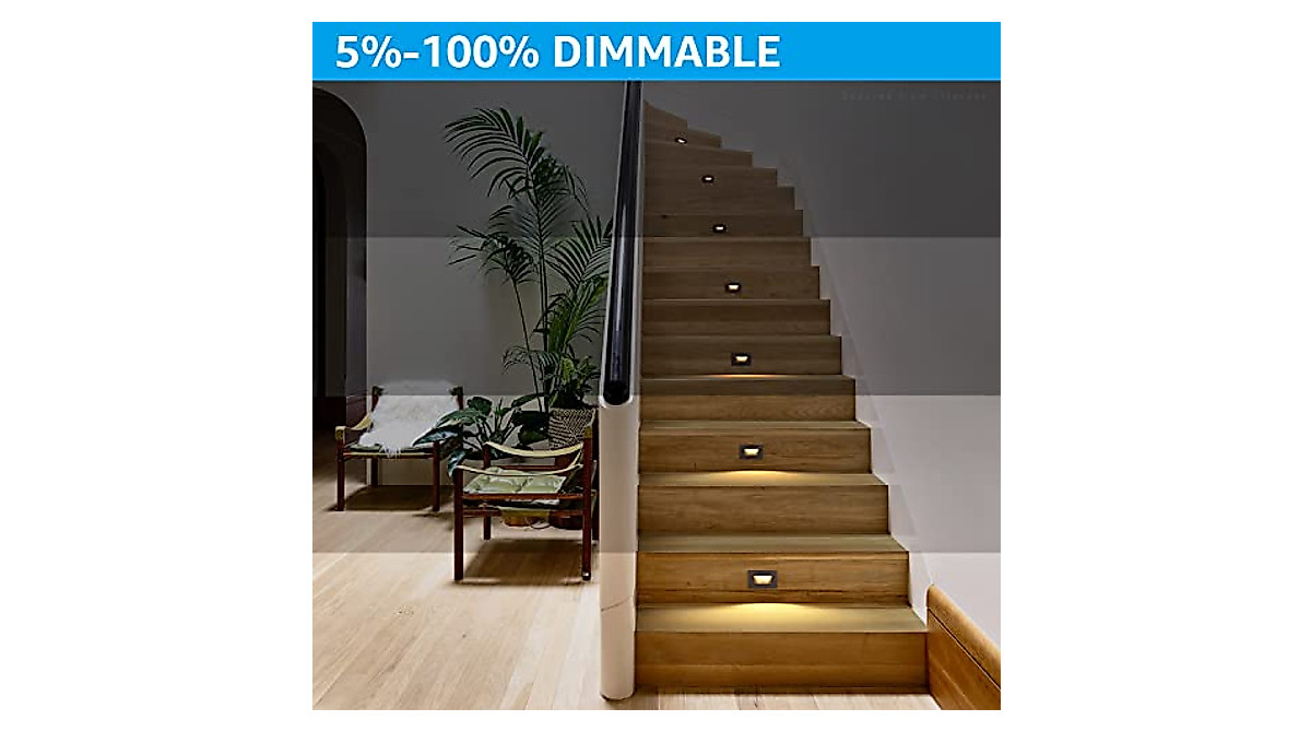LEONLITE LED Step Lights - Dimmable Indoor Outdoor Stair Lighting