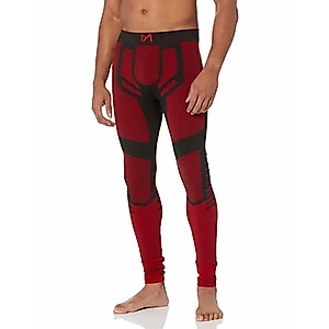 MeetHoo Men's Thermal Underwear Set Seamless Compression Base Layer Winter Gear Sports Long Johns Bottoms, Red, Large