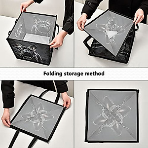 ALAZA Collapsible Storage Basket - Black French Bulldog Rotary Folding Storage Basket Container Organizer Bags - Large Clothes Hamper Tote with Carry Handles(229ya1e)