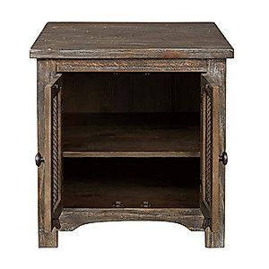 Signature Design by Ashley Danell Ridge Rustic Square End Table with Double Cabinet Doors and 1 Storage Shelf, Brown