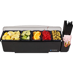 San Jamar Dome Plastic Garnish Center, 8 Pint - 5 Tray, Black
