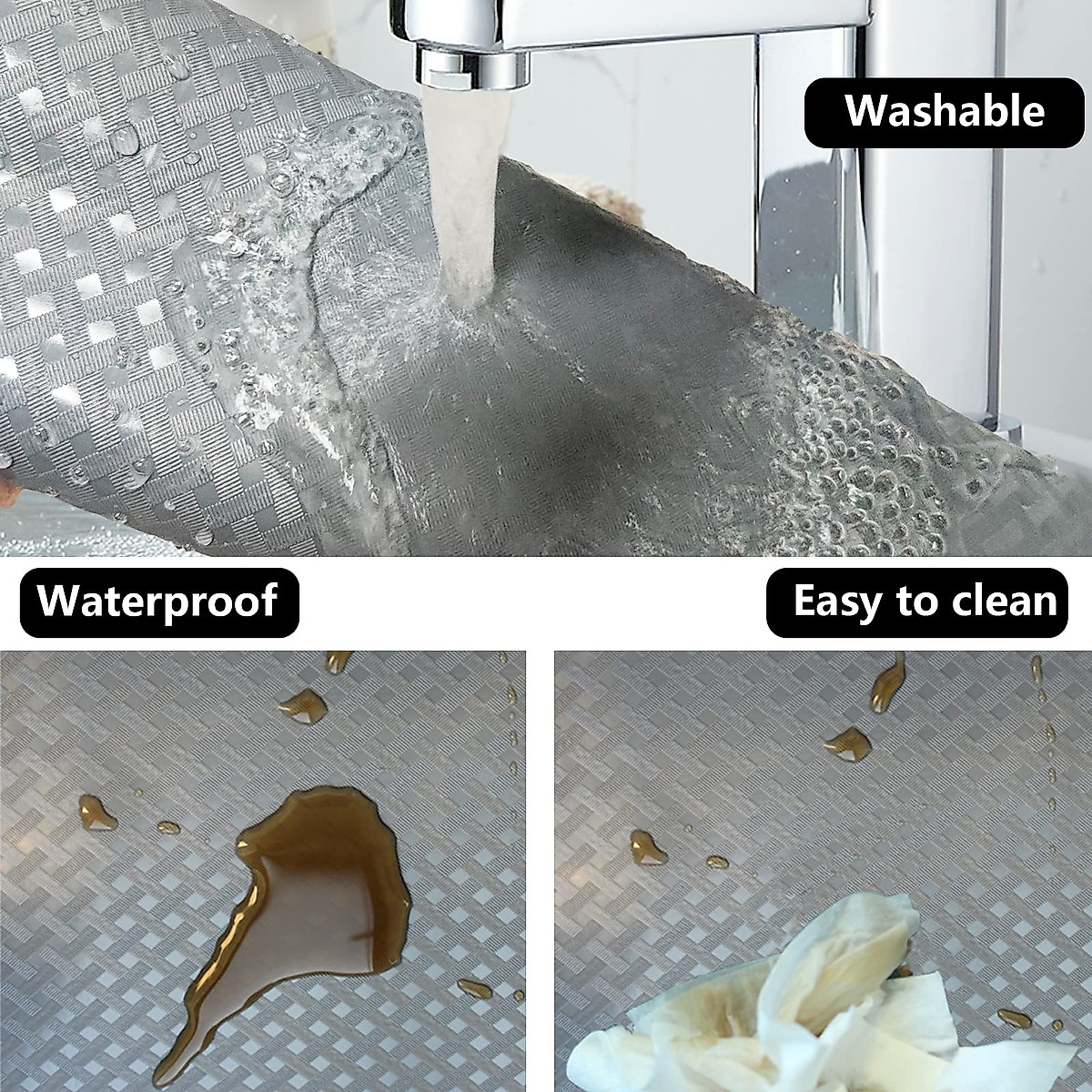 HOMPAL Cabinet Shelf Liner, Drawer Liner, Kitchen Cabinet Liners for Shelves, Non-Slip Wire Shelf Liner Plastic Pad Cabinet Mat Drawer Liners for Kitchen, Fridge, Storage(17.5" x 59" x 3 Rolls)-Grey