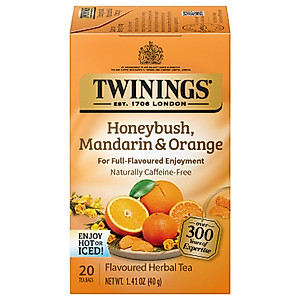 Twinings Honeybush Mandarin & Orange Herbal Tea - Naturally Caffeine-Free Tea Bags Individually Wrapped, 20 Count