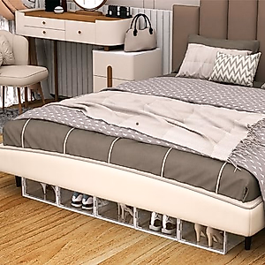 Hrrsaki Large 12 Pack Shoe Storage Organizer Boxes, Shoe Boxes Clear Plastic Stackable, Shoe Organizer for Closet, Plastic Shoe Boxes with Lids, Shoe Containers for Entryway, Bedroom, White