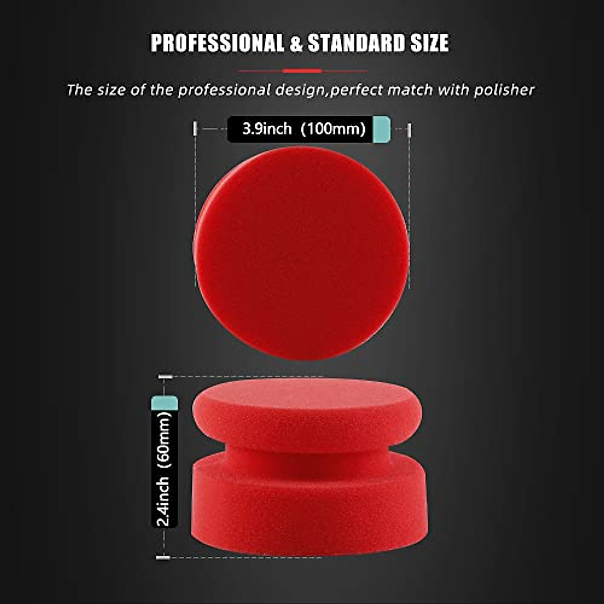 SPTA Tire Shine Applicator, 6Pcs Foam Applicator Pads, Round Shape Side Pressing Hand Polishing Sponge Pads Kit Tire Shine Applicator Pad Tire Dressing Applicator Pad for Applying Tire Shine