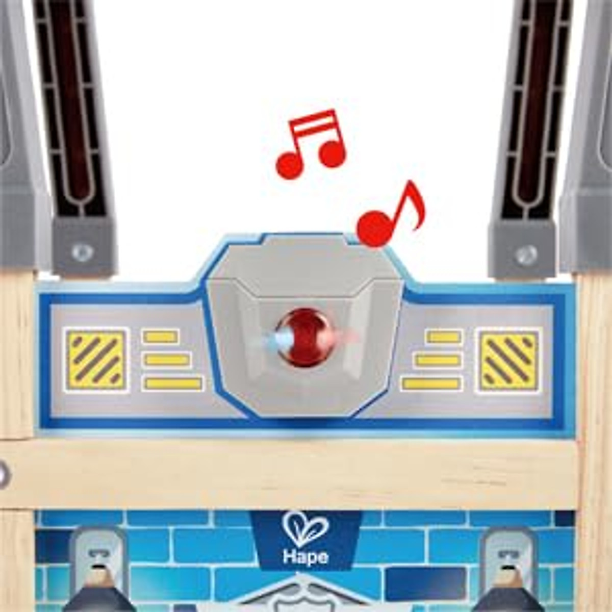 Hape Metro Police Station Play Toy Set with Sounds and Lights| 2-Level Wooden Pretend Play Toy with Action Figures and Accessories