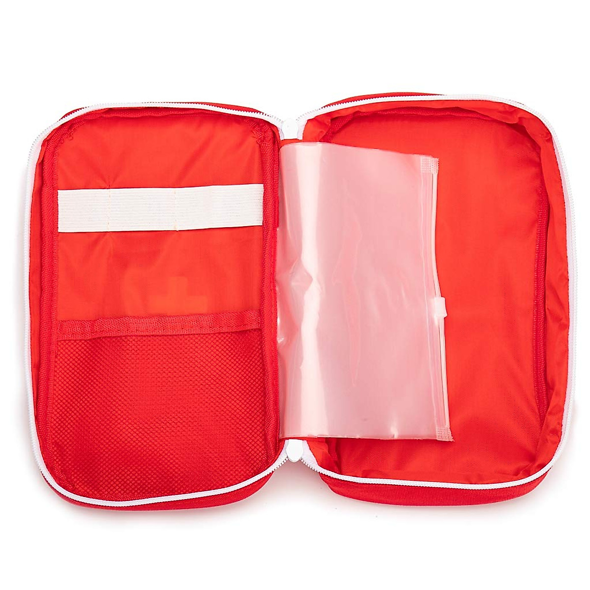 Jipemtra First Aid Bag Tote Empty Small First Aid Kit Bag Outdoor Travel Rescue Pouch First Responder Medicine Bag Pocket Container for Car Home Office Sport Outdoors (Red Handle)