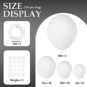 DECOCKRAT 89pcs White Balloons, Latex Balloons Different Sizes 18/12/10/5 Inch, Helium Balloons with Ribbon, Party Balloon Set for Birthday Wedding Graduation Anniversary Baby Shower Decorations.