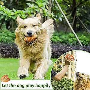 Dog Toys Ball Pet Squeaky Toys Rubber Floating Football, Interactive and Trainning Durable Chew Toys for Fetching Games for Agressive Chewer(Orange)