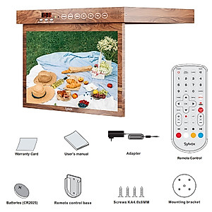 SYLVOX Kitchen TV,15.6 inch Under Cabinet TV, Televison for Kitchen, Smart TV Built-in APP Store, Support WiFi Bluetooth, 1080P Small TV for RV Camper, Bedroom, Boat