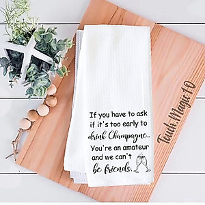 XIKAINUO Drink Champagne Waffle Cotton Kitchen Towels Hand Towel, Kitchen Restaurant Decor Towel Flour Sack Dish Towel for Woman, Man, Husband, Wife, Christmas, Valentine's Day Gifts
