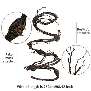 CONGZHANHH 98in Bendable Wall Hanging Artificial Cherry Blossom Tree Vines Fake Reptile Plants Branches Twigs Trunk Garland for 3D Outdoor Bedroom Garden Home Background Halloween X'Mas Decoration