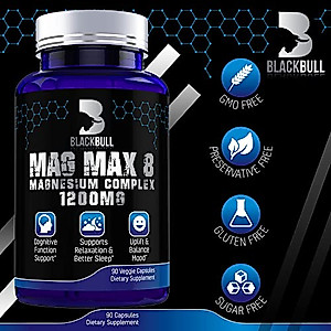 Blackbull MagMax Magnesium Complex 1200 mg -90 Capsules | L-Threonate, Glycinate, Citrate, Chelate, Bisglycinate, Malate, Aspartate, Taurate | Calm and Sleep