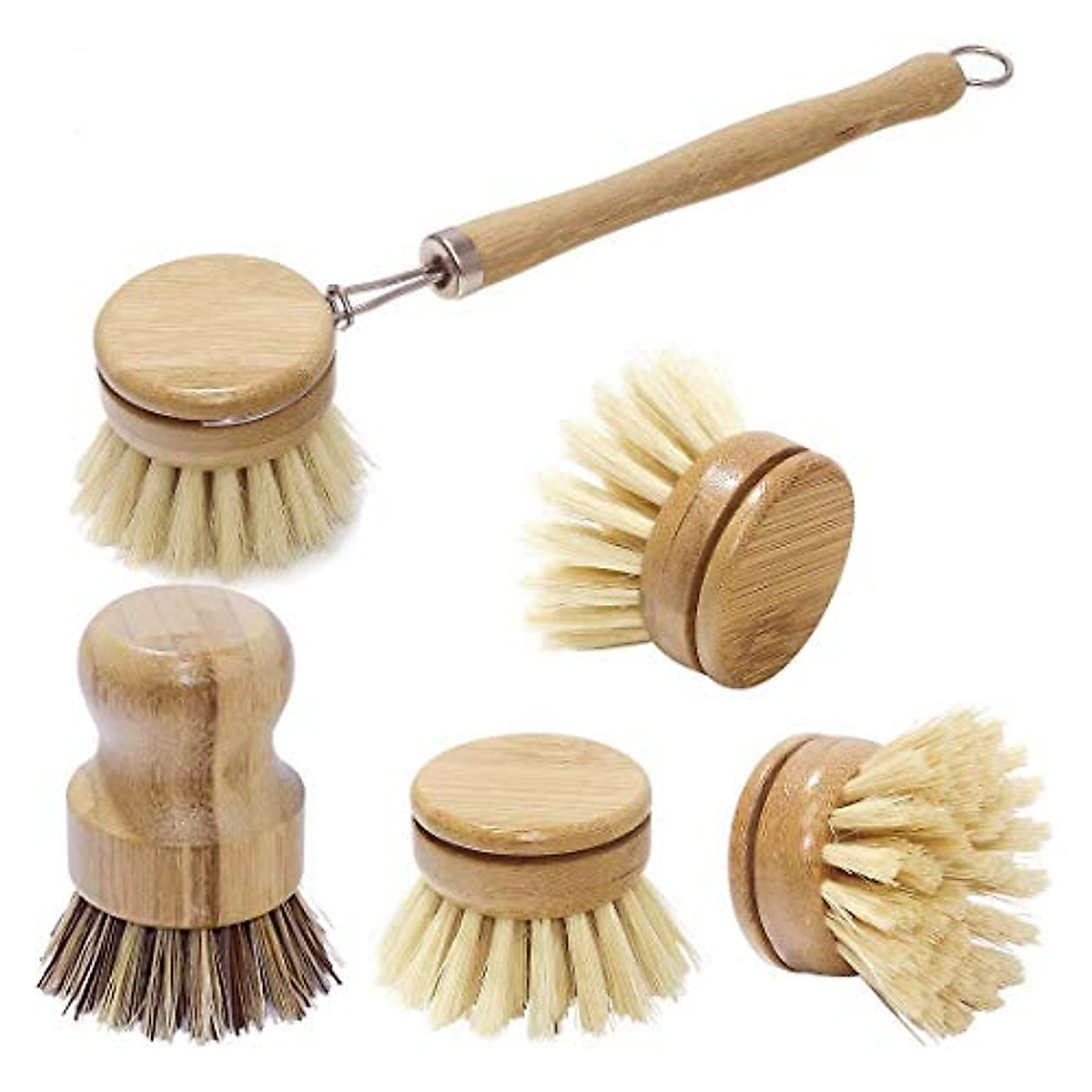 Cosumina Bamboo Kitchen Cleaning Brush Dish Cleaning Brush Long Handle Pan Pot Brush Dish Bowl Washing Cleaning Brush (5)