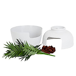 Pets Best Products - The Original Hidden Litter Box, White with Phoenix Palm Plant and Lava Rock