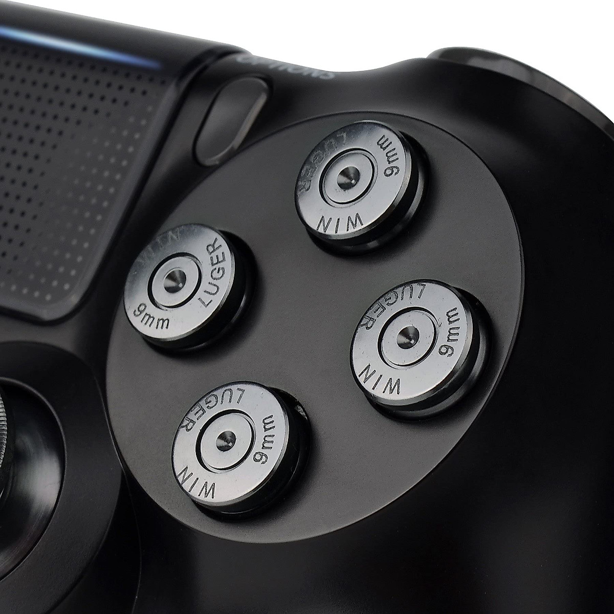 eXtremeRate Black Aluminum Analog Thumbsticks & Bullet Buttons & D-pad Replacements Kits Metal Buttons for ps4 Slim Pro Controller