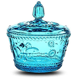 G Candy Jars with lids set of 2 Small Embossed Glass Candy Dish Bowl Jewelry Box Food Decorative Cute Jar Multi-purpose Decorative Jar Seasoning Glass Candy Jar