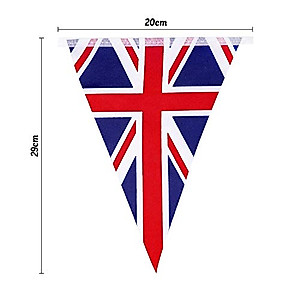 RUIXIA Fabric Union Jack Bunting String Flag 8m26ft Long with 25 Triangular Flags Bunting British Banners Party Decor British UK Patriotic Themed Bunting Banner for National Royal Party Decoration
