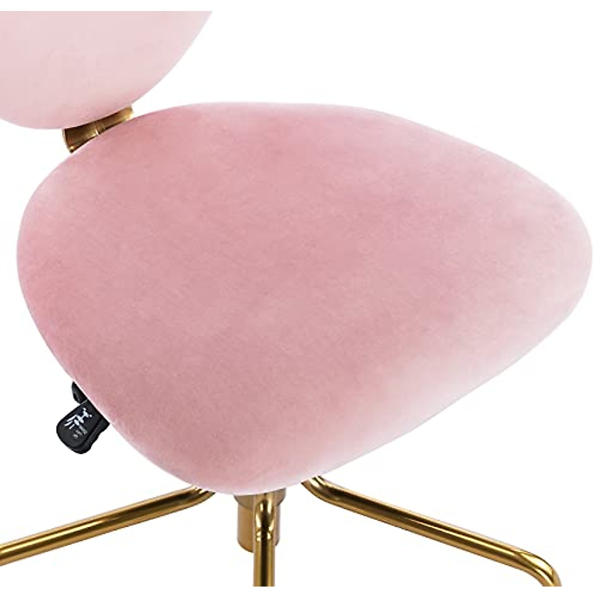 Wahson Velvet Upholstered Cute Home Office Desk Chair Armless, Modern Comfy Office Swivel Fabric Vanity Makeup Chair with Heart Shape Back, for Living Room, Bedroom, Rose Pink