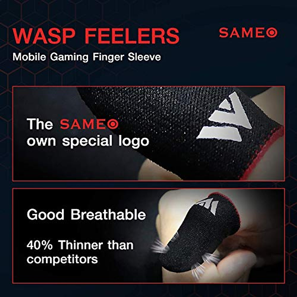 SAMEO Gaming Finger Sleeves for Mobile Game Controllers (Pack of 3 Pair) Anti-Sweat Breathable Seamless Thumb Finger Sleeve for League of Legend, PUBG, Rules of Survival, Knives Out (Black)