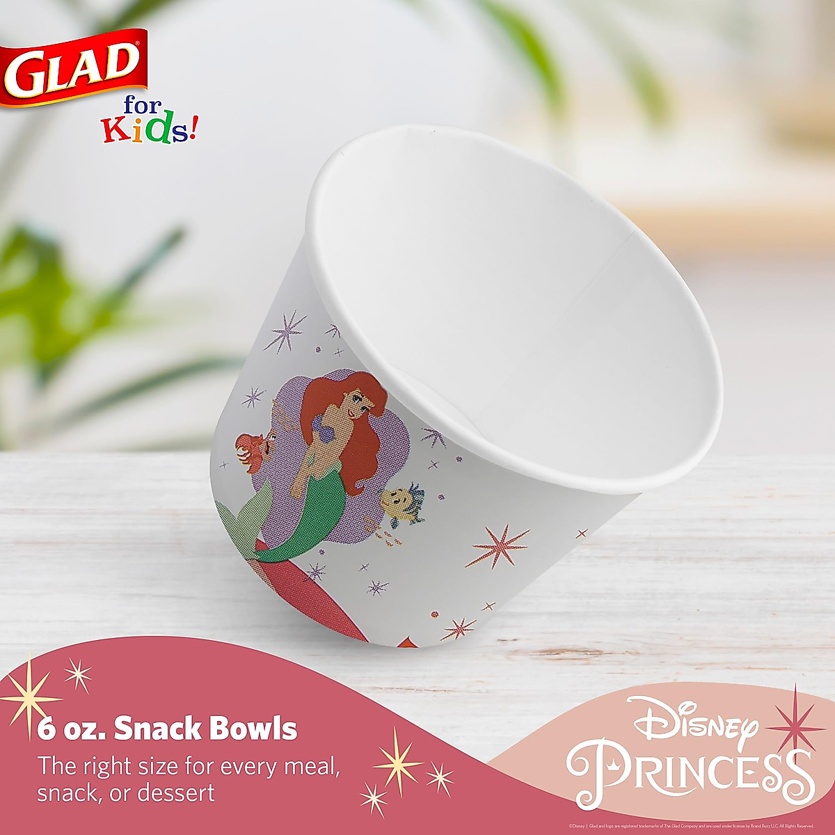 Glad for Kids Disney Princess “Magic is in All of US” 6 Oz Paper Snack Bowls, 20 Count | Disney Princess Paper Snack Bowls for Everyday Use, Kids Snack Bowls | Kid-Friendly