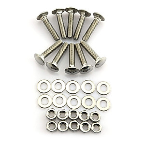 RuiLing 10 Set Carriage Bolt Sets 304 Stainless Steel Carriage Screw Hex Nut and Flat Washer Kits 5/16-18 Inches