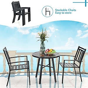 PHI VILLA Set of 2 Metal Patio Dining Chairs, Indoor/Outdoor Portable Patio Chairs, Stackable Bistro Chairs for Garden, Backyard, Lawn - Support 300 lbs