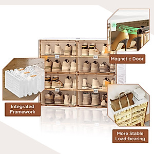 ANTBOX Portable Shoe Rack Organizer for Closet Entryway, Stackable Sneaker Storage Shoe Cabinet with Magnetic Clear Door, Large Plastic Storage containers Bins with Lids 4 Tiers 16 Pairs