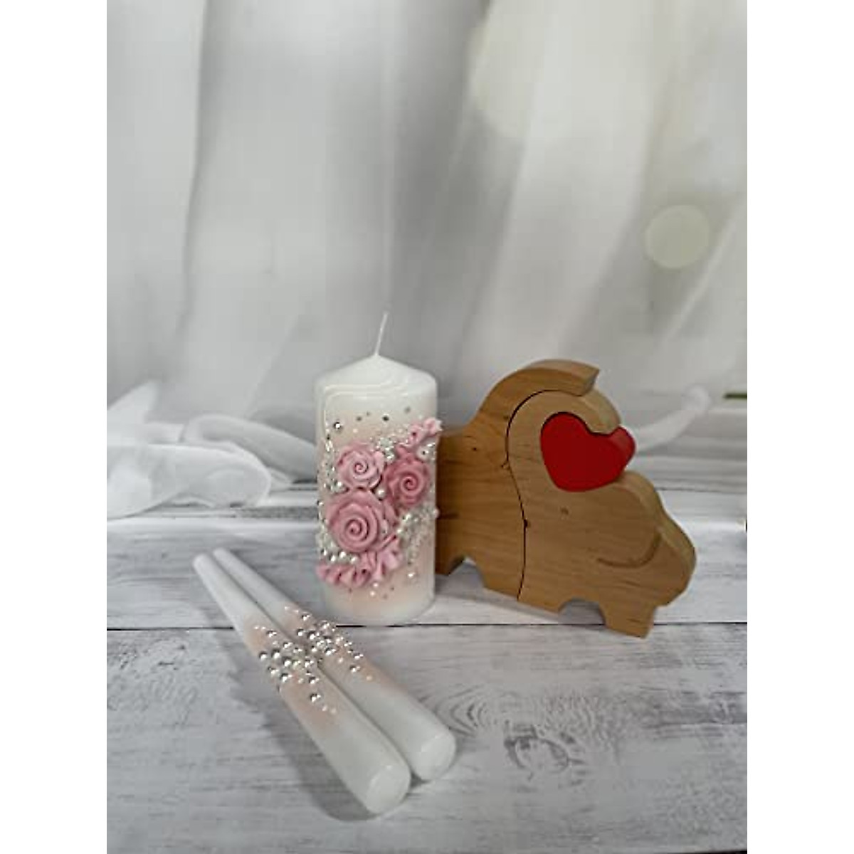 Magik Life Unity Candle Set for Wedding - Wedding Accessories for Reception and Ceremony - Candle Sets - 6 Inch Pillar and 2 10 Inch Tapers - Decorative Pillars Pudra