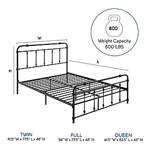 Classic Brands Calvino Classic Black Metal Platform Bed Frame, Full