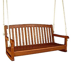 International Caravan Furniture Piece Royal Tahiti Curved Back Wood Two Seated Swing