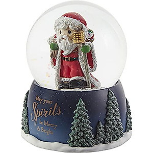 Precious Moments 211102 May Your Spirits Be Merry and Bright Annual Santa Resin/Glass Musical Snow Globe