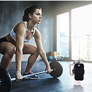 Sports Arm Bag, Water Bottle Pouch Universal Unisex Armbands Exercise Workout Running Gym Armbands Phone Holder Case with Earphone Hole for iPhone, Samsung Galaxy and LG (Black)