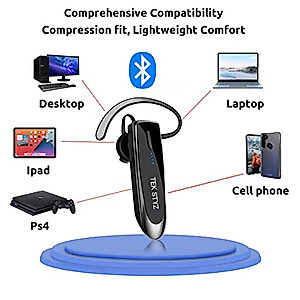 Tek Styz V5.0 CSR Wireless Bluetooth Earpiece for iPhone, Android, Samsung,Laptop,Tablet with Mic, IPX3 Waterproof Headset with CVC 6.0 Dual Noise Cancelling Technology and 24H Talk Time/Playtime