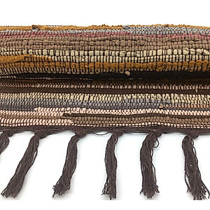 Zeafeel Chindi Rag Rug, Machine Washable Cotton Reversible Rag Rug Hand Woven Multi Color Striped Area Rug Floor Rugs for Bedroom, Living Room, Kitchen and Laundry Room (20'' x 31", Coffee)