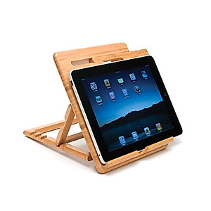 Lipper International 1887 Bamboo Wood Expandable Stand for iPad, Samsung, Nexus, Nintendo Switch, and Other Tablets