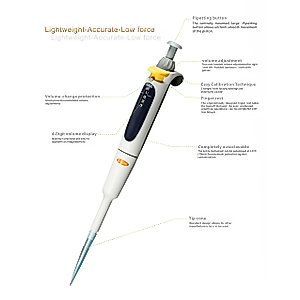 Parco Scientific PA-TP1000H Variable Volume Micropipette 100-1000µL x 1µL | True One-Handed Operation | 4-Position Volume Display | Sterilize in The Autoclave at 121°C (20 min)
