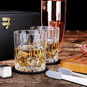 Artestia Whiskey Stones Set Gift for Men | Whiskey Glass and Stones Set, 8 Granite Whiskey Rocks Chilling Stones and 10oz Whiskey Glasses | Whiskey Lovers Gifts for Men, Dad, Husband, Boyfriend