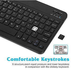 Ultra-Slim Rechargeable Bluetooth Keyboard Compatible with Microsoft Surface Duo and Other Bluetooth Enabled Devices Including All iPads, iPhones, Android Tablets, Smartphones, Windows pc, Black